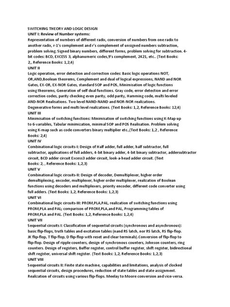 Switching Theory And Logic Design Pdf Logic Synthesis Boolean Algebra