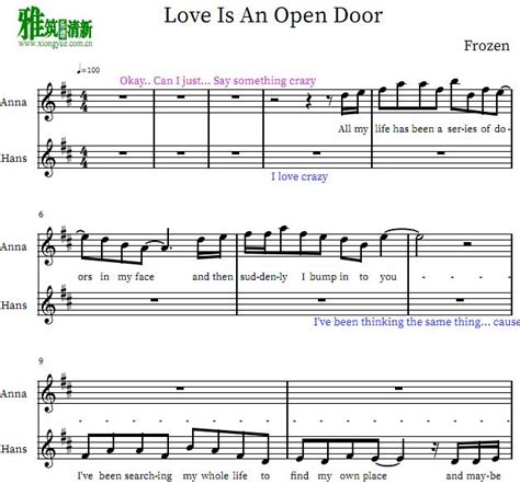 Love Is An Open Door 长笛二重奏谱