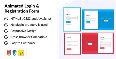 Animated Login And Registration Form Html Css Javascript Codemarket