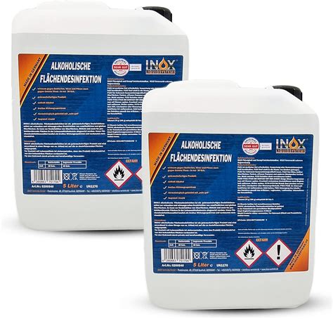 INOX alkoholisches Flächendesinfektionsmittel 2 x 5L Hochwirksame