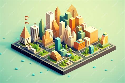 Una Caricatura De Una Ciudad Con Muchos Edificios Foto Premium