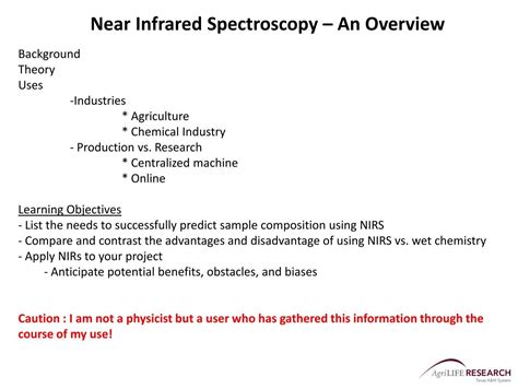 Near Infrared Spectroscopy An Overview Quantitative Genetics