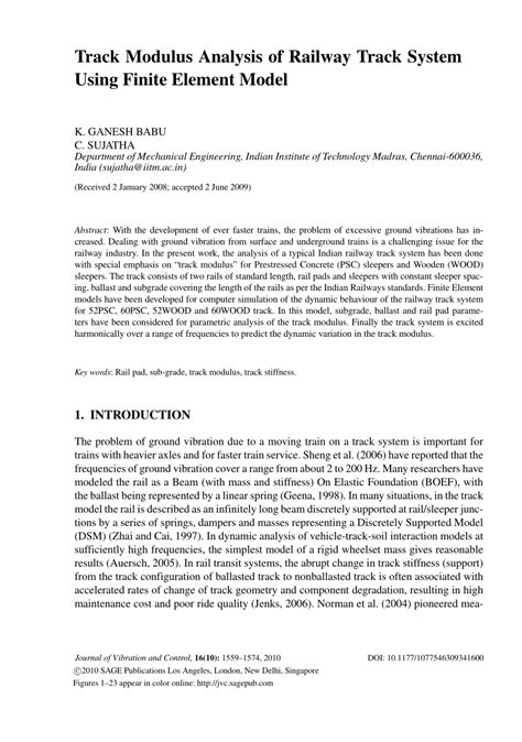 Pdf Track Modulus Analysis Of Railway Track System Using Finite