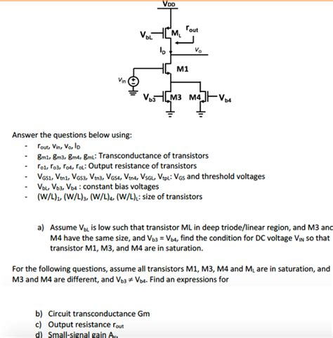 Solved VDD M Out ID I M1 Vin Answer The Questions Below Chegg Com