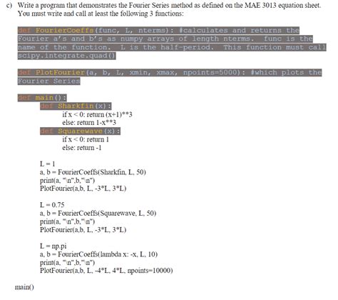 C Write A Program That Demonstrates The Fourier Chegg