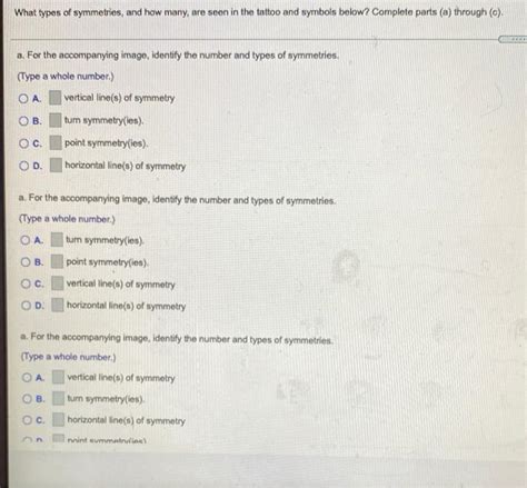 Solved What Types Of Symmetries And How Many Are Seen In Chegg Com