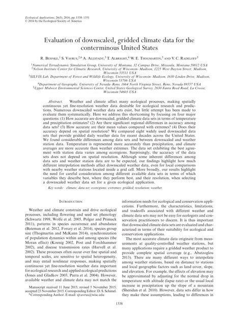 Pdf Evaluation Of Downscaled Gridded Climate Data For The Conterminous United States