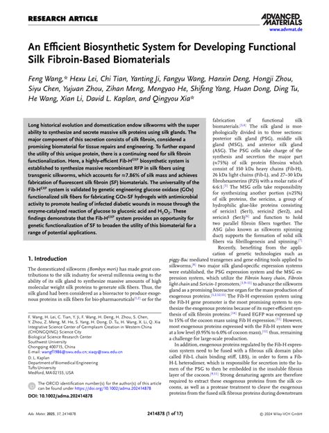 An Efficient Biosynthetic System For Developing Functional Silk Fibroin