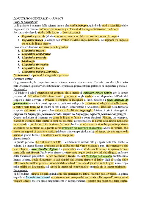 Linguistica Generale Appunti Appunti Di Linguistica Generale Docsity