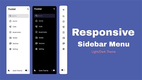 Responsive Sidebar Menu Lightdark Mode With Source Code Youtube