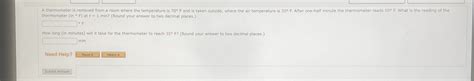 solved thermometer in °f ﻿at t 1min round your answer to