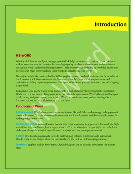 Introduction To Ms Word Pptx Desktop Publishing Computer Software And Applications