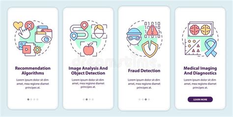use of machine learning onboarding mobile app screen stock vector