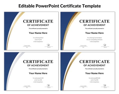 Diy Editable Award Certificate Of Achievement Powerpoint And Etsy