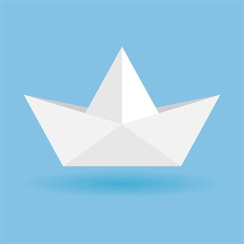 평면 스타일 벡터 일러스트 레이 션의 아이콘 종이 보트 프리미엄 벡터