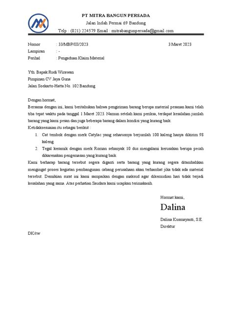 Surat Komplain Reni And Abdul Pdf