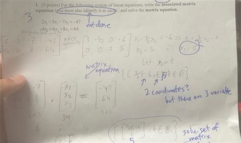 Solved 1 5 Points For The Following System Of Linear