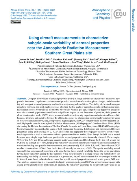 Pdf Using Aircraft Measurements To Characterize Subgrid Scale
