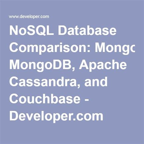 Nosql Database Comparison Mongodb Apache Cassandra And Couchbase