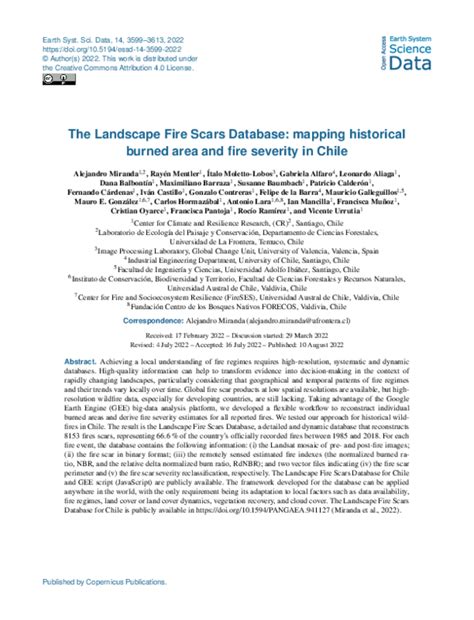 pdf the landscape fire scars database mapping historical burned area