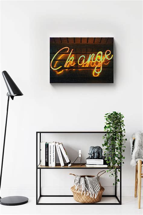 Neon Change Sign Canvas Artdesign