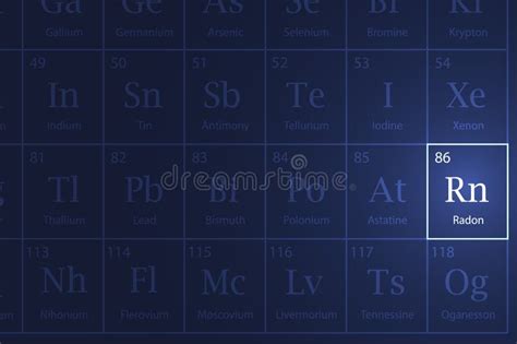 Radon Element Glowing In A Dark Periodic Table Stock Illustration