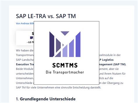 SAP LE TRA Vs SAP TM Unterschiede Funktionen Vorteile