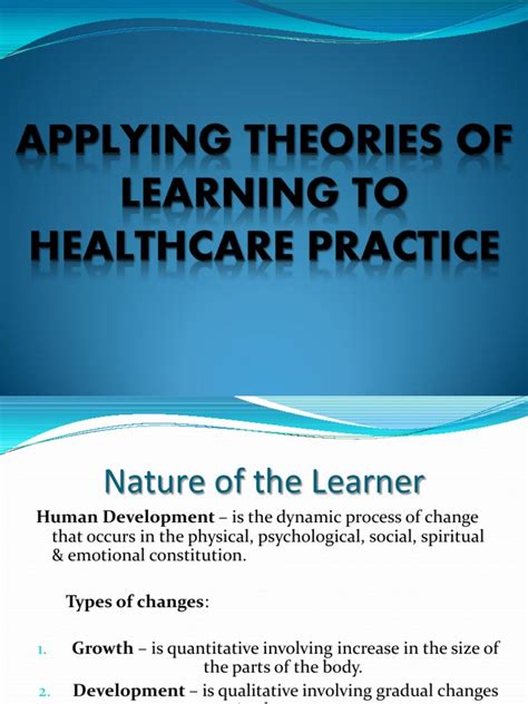 Applying Theories Of Learning To Healthcare Practice Pdf Classical