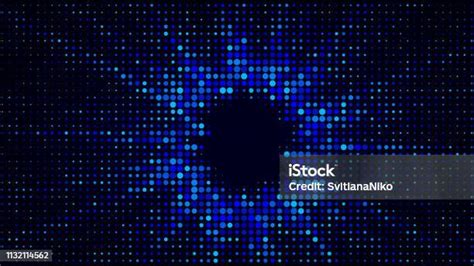 축제 빛나는 네온 배경입니다 하프톤 그라데이션 패턴 벡터 일러스트입니다 폭발 경례 빛나는 파란색 점선 파란색 디스코 라이트 하프톤 텍스처입니다 팝 아트 만화 배경입니다 도트