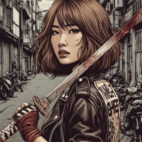 the asian girl biker zombies killer by winter309 on deviantart