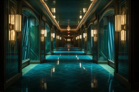 Grandeur Interior Long Hotel Corridor Generate Ai