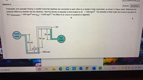 Solved Freshwater And Seawater Flowing In Parallel Chegg