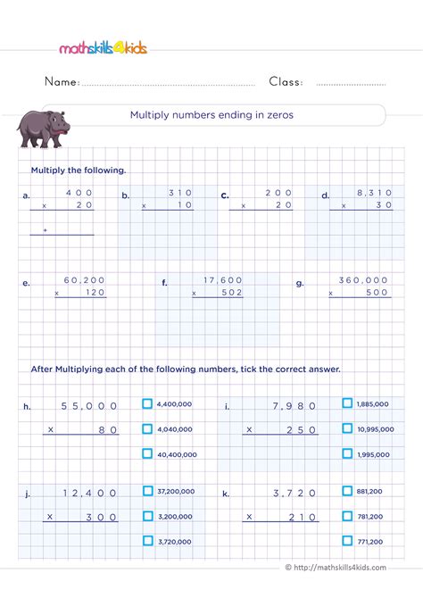 Multiply Numbers Ending In Zeros Worksheet Zone