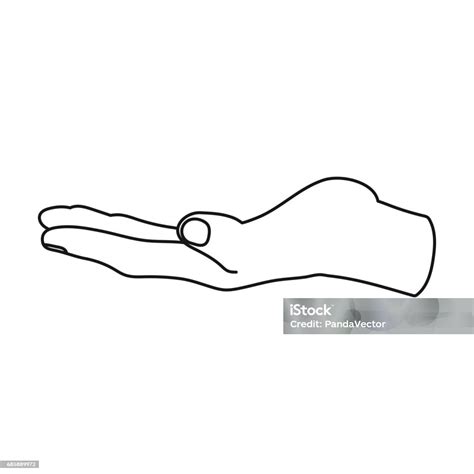 Alms 아이콘 개요 스타일 흰색 배경에 고립에 대 한 요청 손 제스처 심볼 주식 벡터 일러스트 레이 션 기업 재무와 산업에 대한 스톡 벡터 아트 및 기타 이미지 Istock