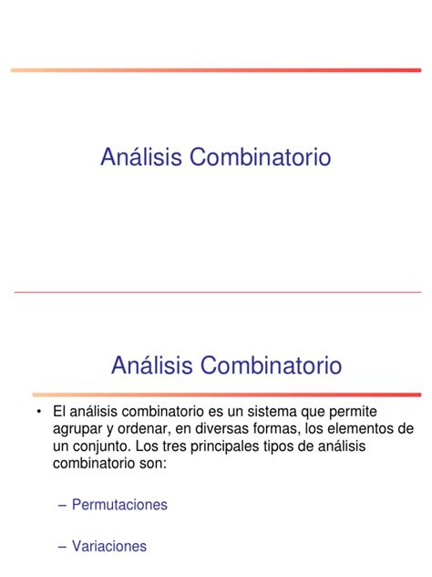 Clase Analisis Combinatorio Pdf Permutación Combinatoria