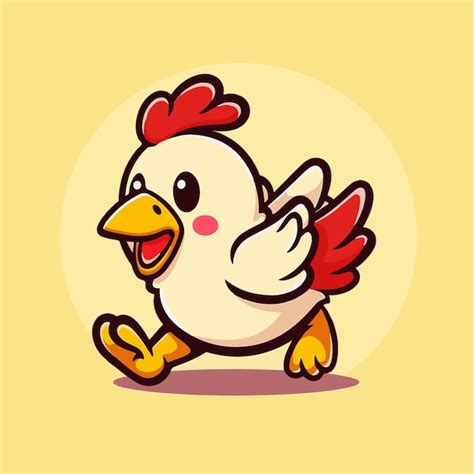 Un Pollo De Dibujos Animados Con Un Fondo Amarillo Vector Premium