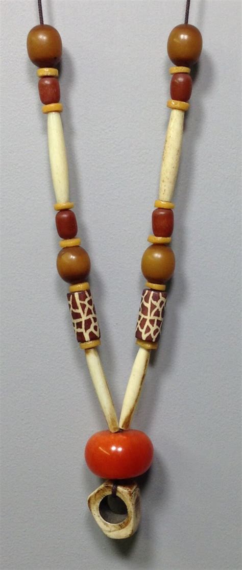 Cord Necklace Indonesian Bone Horn African Copal Amber Philippine Wood