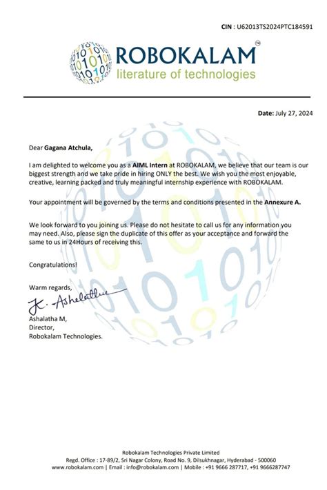 Gagana Atchula On Linkedin Internship Aiml Robokalam Career Learning