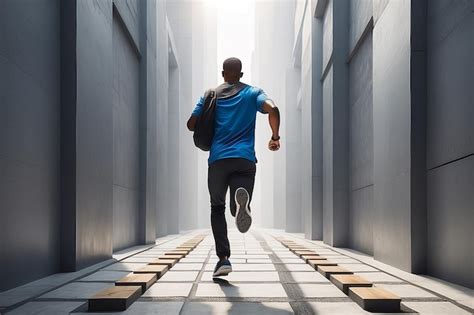 Premium Photo Man Running To Advanced Level Or Man Changes An Environment