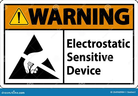 Warning Electrostatic Sensitive Device Sign On White Background Cartoon