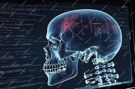 Premium Photo Computer Code On A Screen With A Skull Representing A