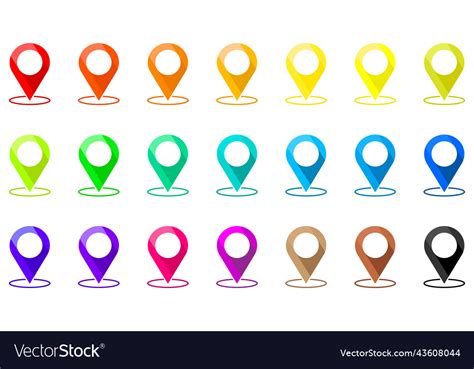 Colorful Set Of Map Pin Icon Location Symbol Vector Image