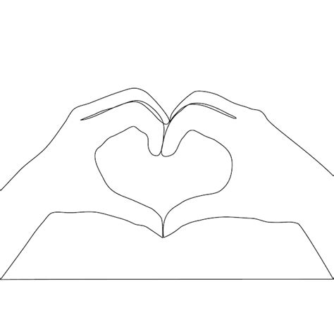 Dos Manos Haciendo El Signo Del Corazón Dibujo De Línea Continua