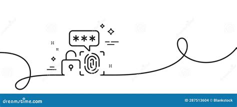 Biometric Security Line Icon Fingerprint Scan Sign Continuous Line With Curl Vector Stock