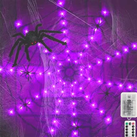 Halloween Spider Web Lamp Waterproof Battery Box Remote Control 70led