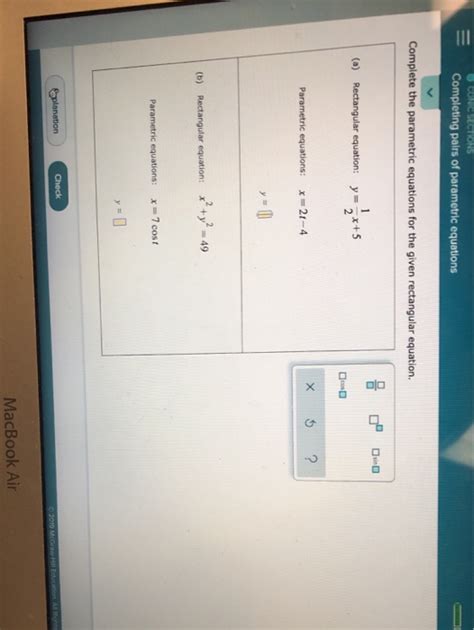 Solved CONIC SECTIONS Completing Pairs Of Parametric Chegg