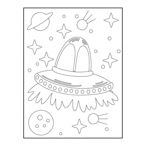아이들을 위한 우주 색칠 공부 페이지 프리미엄 벡터