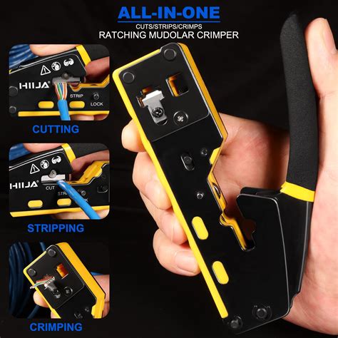 Hiija Rj45 Crimp Tool Kit Pass Through Cat6 Crimping Tool Kit All In