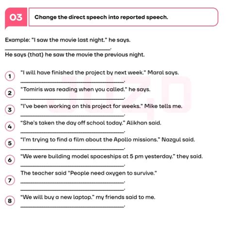 Change The Direct Speech Into Reported Studyx