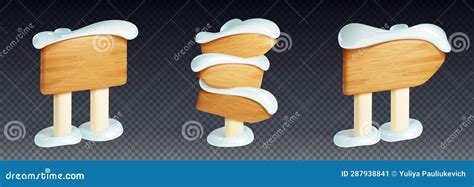 Pointeur De Signalisation En Bois 3d Avec Vecteur De Neige Illustration